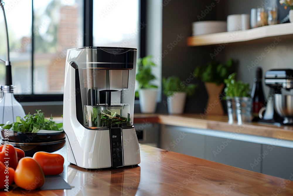 Design an abstract, elegant blender with a streamlined silhouette and ...