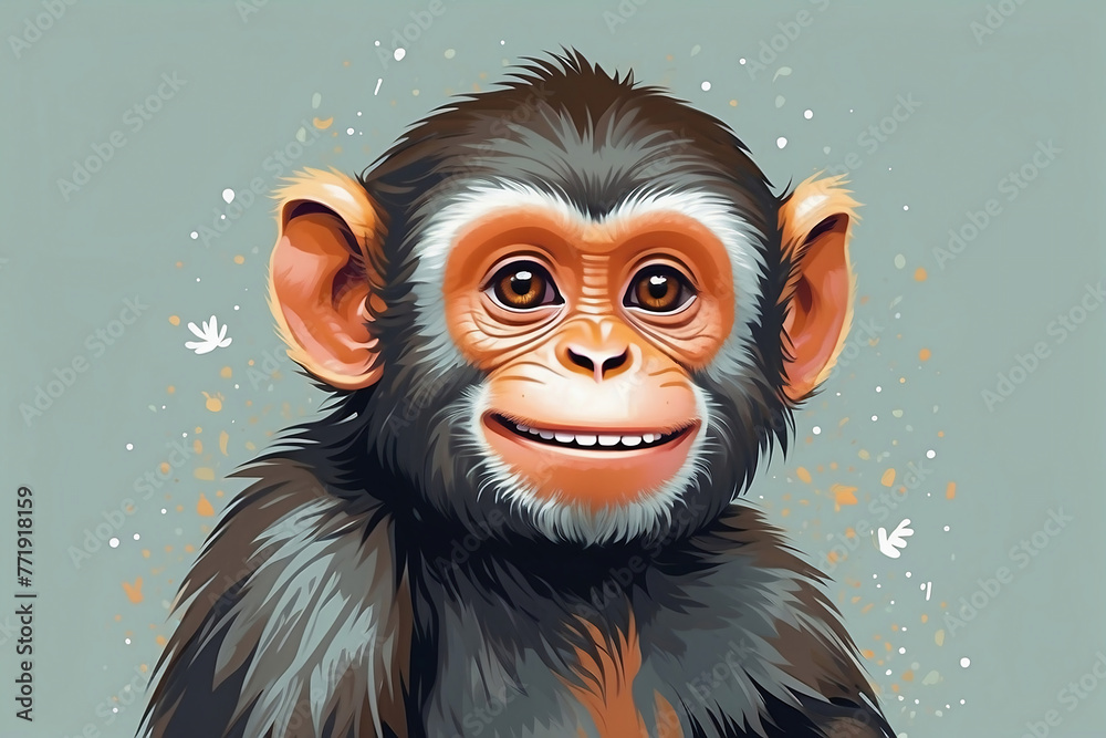 cartoon monkey, childrens book monkey, primate, ape, chimpanzee ...