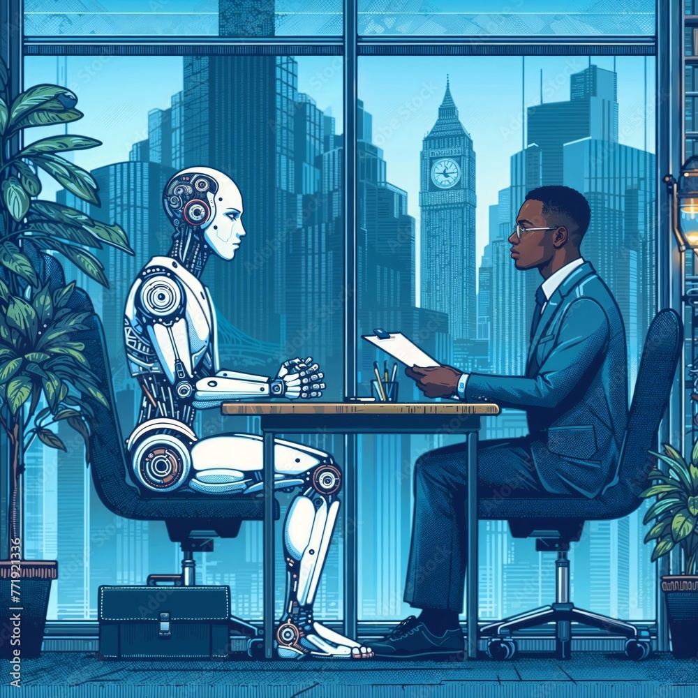 ChatGPT, office, robot, AI, employment, interview, LLM, OpenAI, anthropic, automation Stock ...