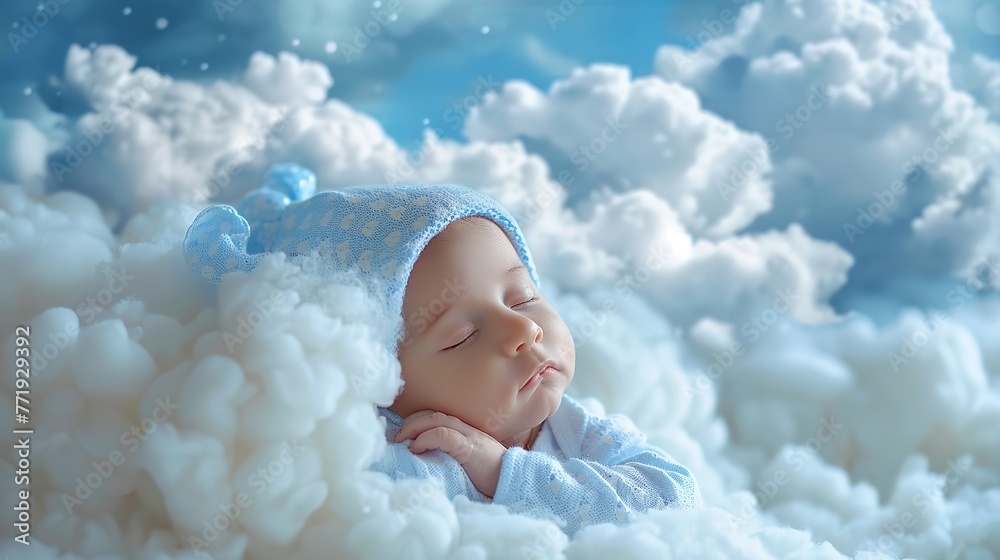 Embedded over a light cover of clouds beneath an open sky, a newborn ...