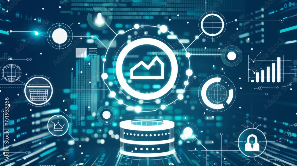Futuristic data analytics concept on digital screen - Digitally ...