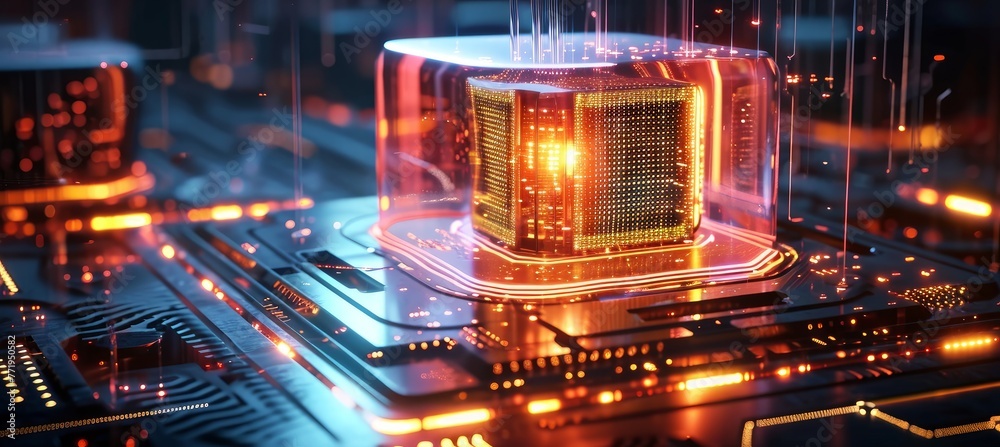 3D rendered display of a quantum computer, Generative AI Stock Photo ...