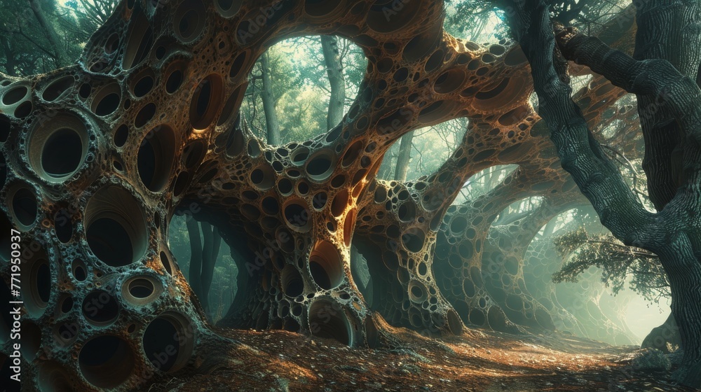 Enigmatic surreal scene exploring the uncanny realm of Trypophobia ...