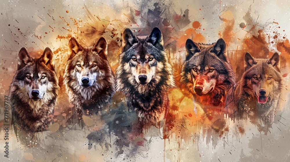 Majestic Wolf Portraits Design a featuring portraits of majestic wolves ...