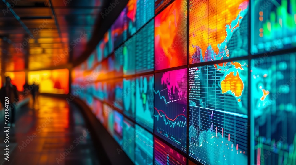 High-resolution screen exhibiting vibrant climate change data ...