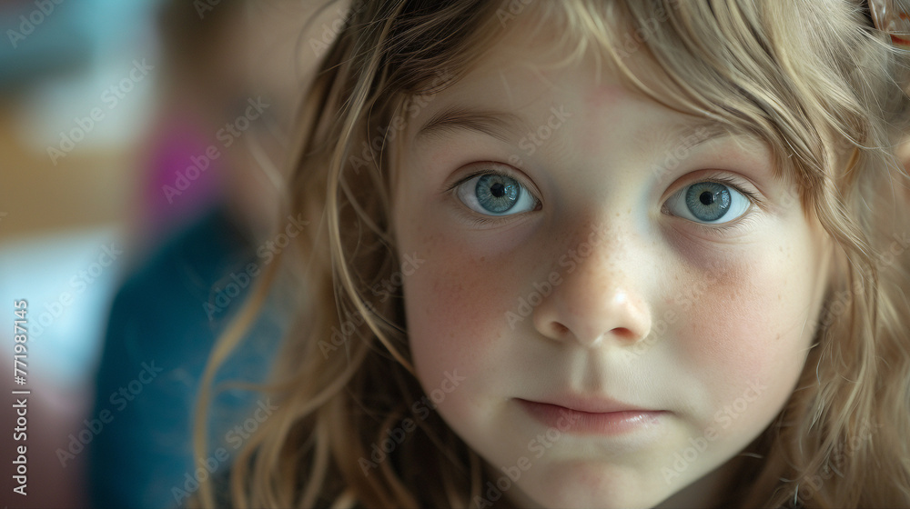 an intimate moment in a special education classroom, capturing the ...