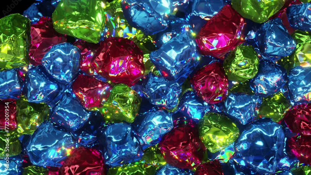 Realistic 3D animation of the emeralds, sapphires and rubies or garnets ...