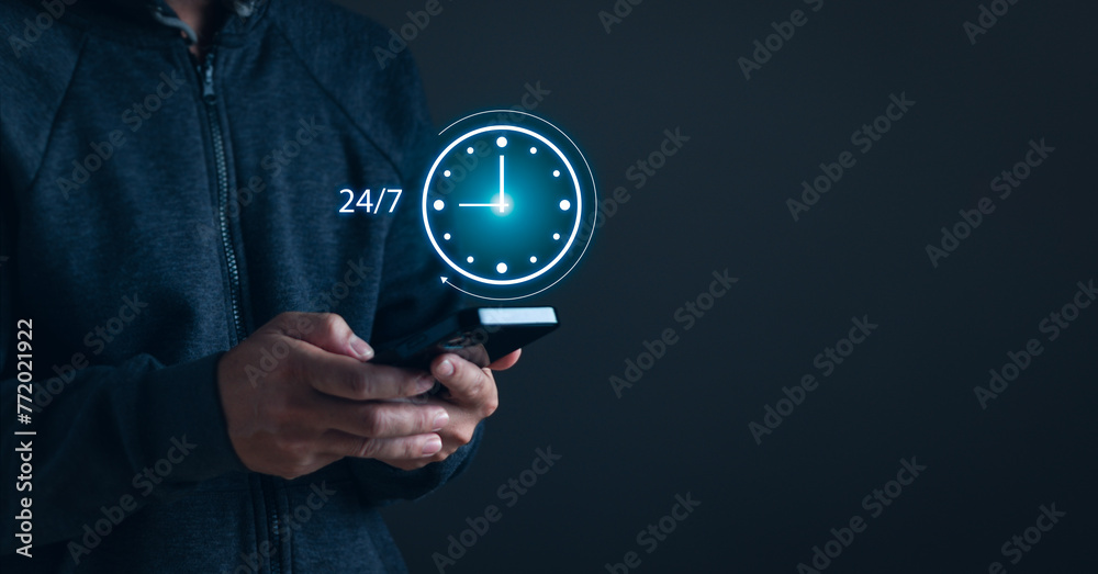 Men are using 24-7 virtual mobile call with clock for non-stop and full ...