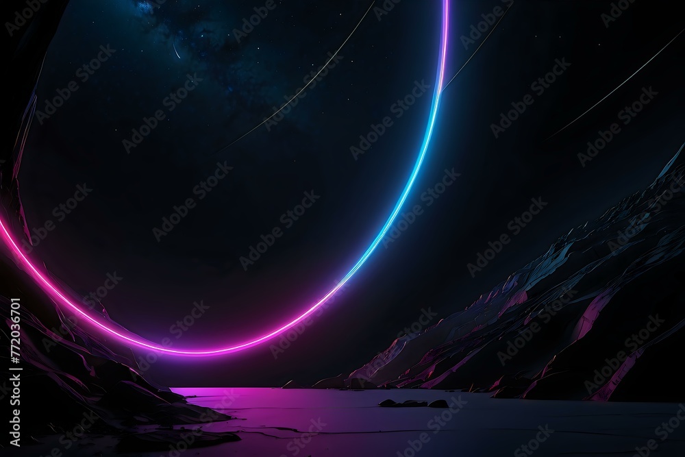 Cosmic Neon Rift. A stunning visual of a neon ring illuminating a ...