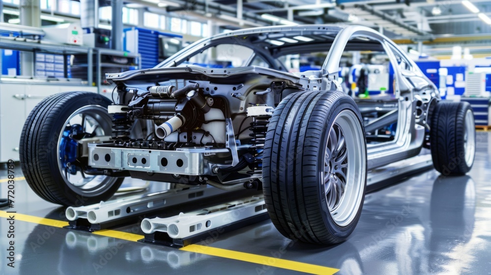 Chassis of a car during the assembly process - The intricate design of ...