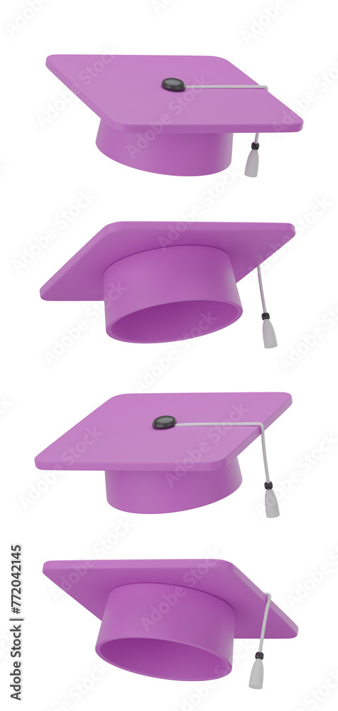 set of 3d graduation cap with transparent background, PNG, 3d render ...