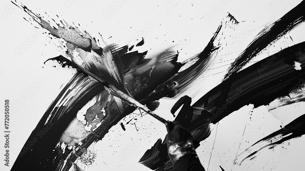 Bold and expressive calligraphy strokes, creating a powerful and ...