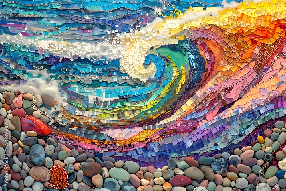 : A mesmerizing, abstract sea of color-waves, crashing rhythmically ...