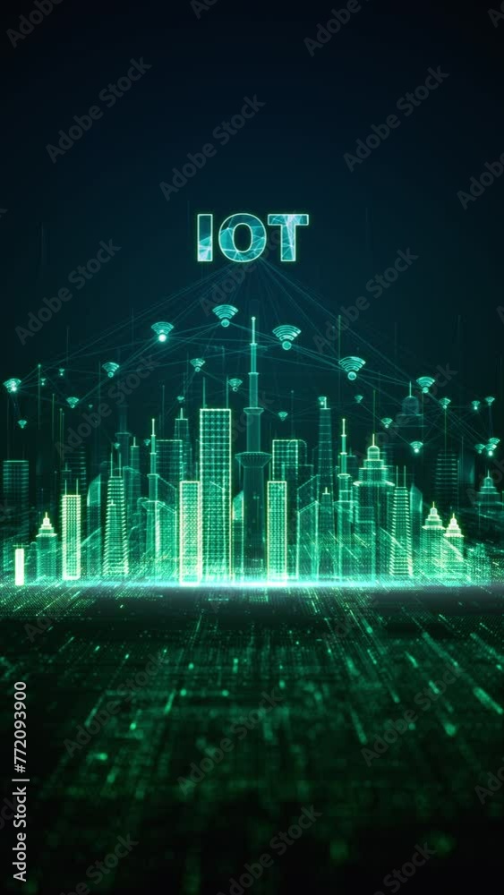 IoT Concept in Digital Cityscape, Futuristic digital cityscape ...