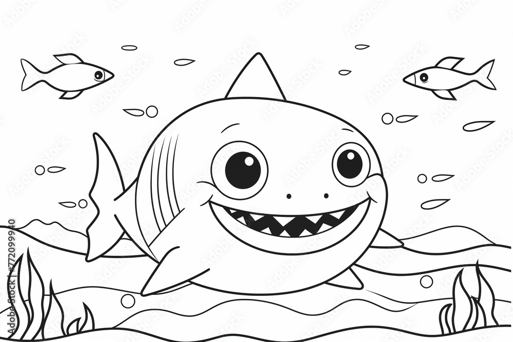 Baby shark coloring for children. Coloring for school. Coloring for the ...