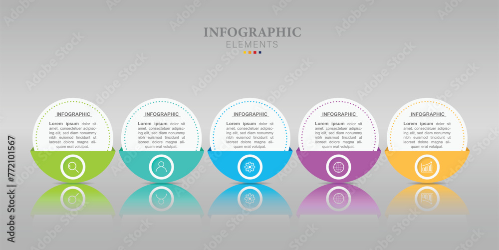 Line step infographic. 5 options workflow diagram, circle timeline ... Line step infographic. 5 options workflow diagram, circle timeline ...