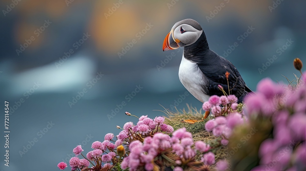 Witness the puffin's silhouette under the northern lights, a symbol of ...