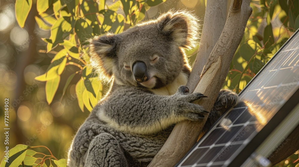 A harmonious fusion of nature and technology is portrayed by a koala ...
