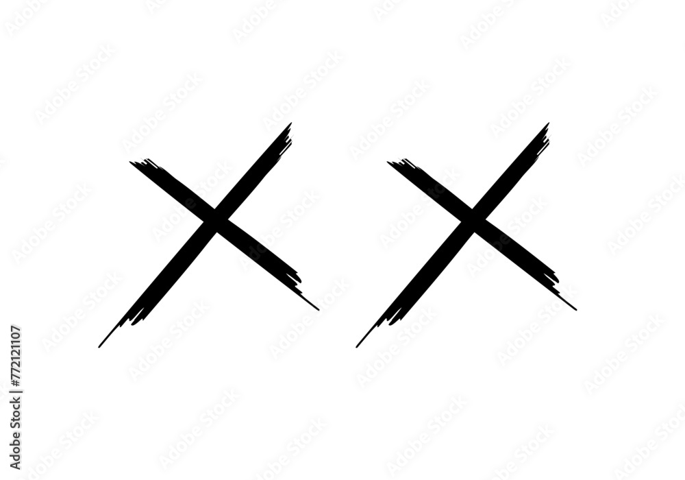 Dos equis negras hechas con trazado negro de pincel. Stock Vector ...