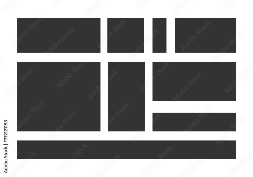 Poster Hoja de iconos de rectángulos negros en fondo blanco. – Wall Art ...