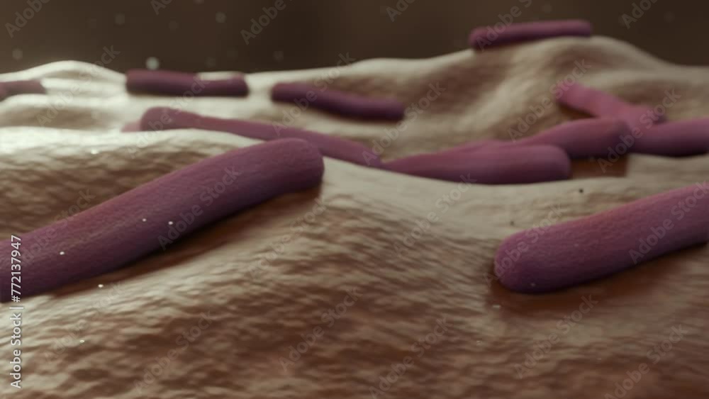 3d animation of Mycobacterium leprae, is a gram-positive bacteria that causes leprosy, also ...