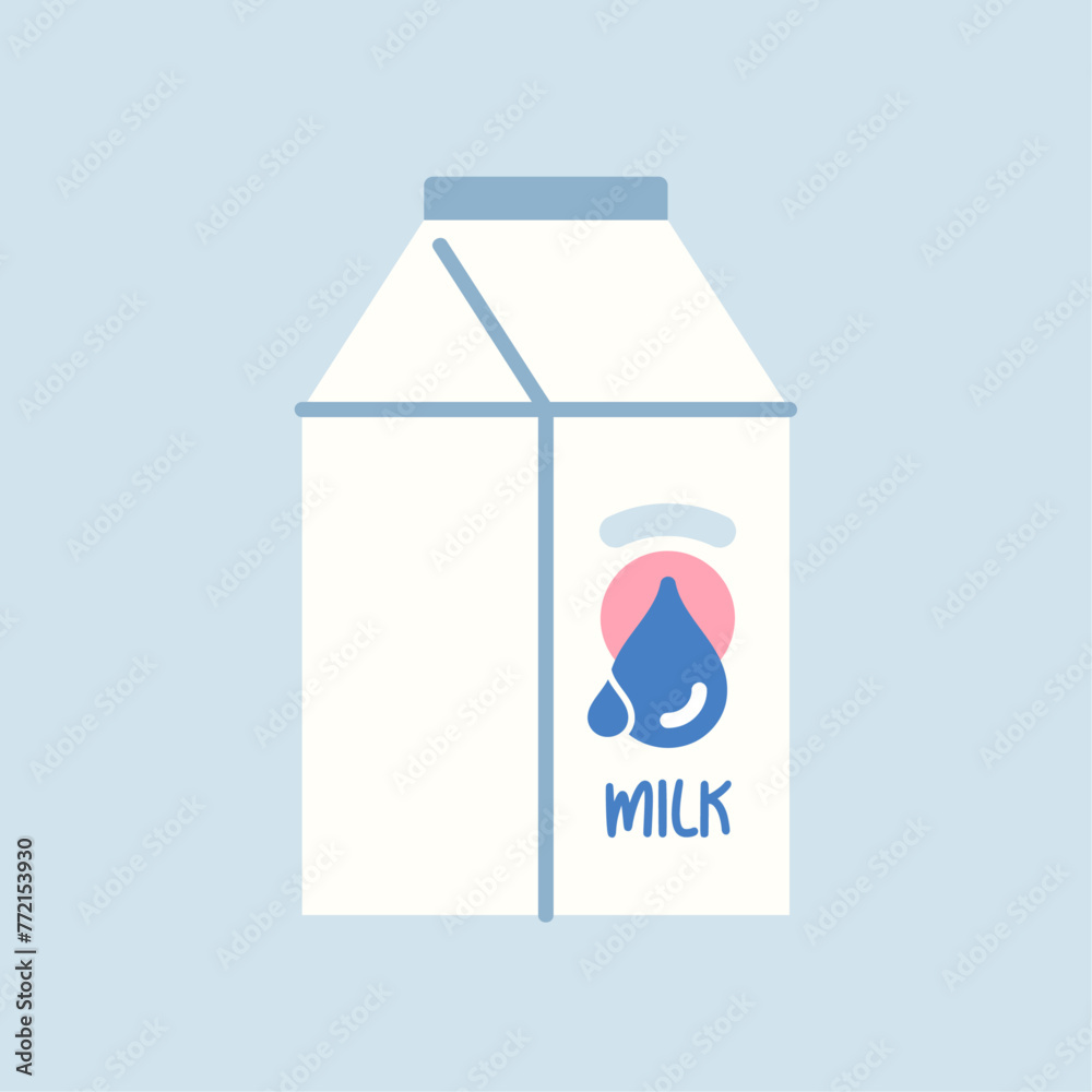 Milk in a box, milk container, white box full of dairy milky product ...