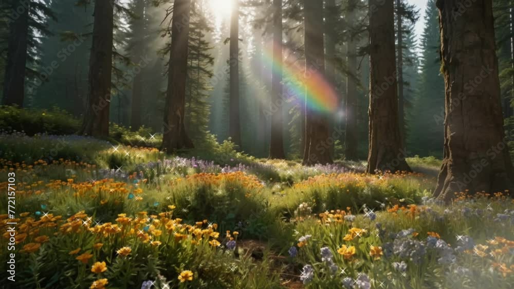 sun rays in the forest, background, 4k, animation video, Seamless ...