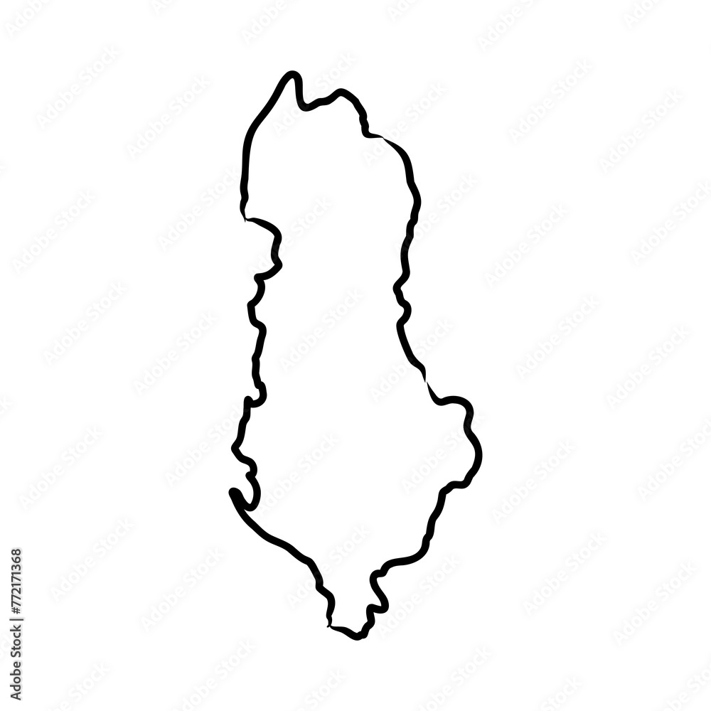 Hand draw map of Albania. Black line drawing sketch. outline doodle on ...