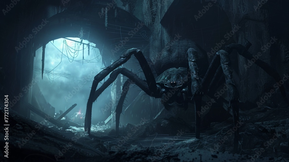 Eerie and Unsettling Scene of a Gigantic Mutant Spider-like Creature ...
