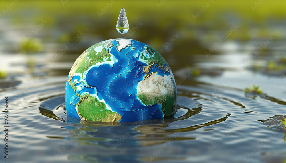 Global Impact: Artistic rendition of a globe resembling a falling water ...