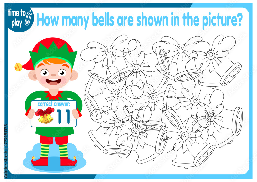 Count how many bells are hidden in the picture. How many objects are ...