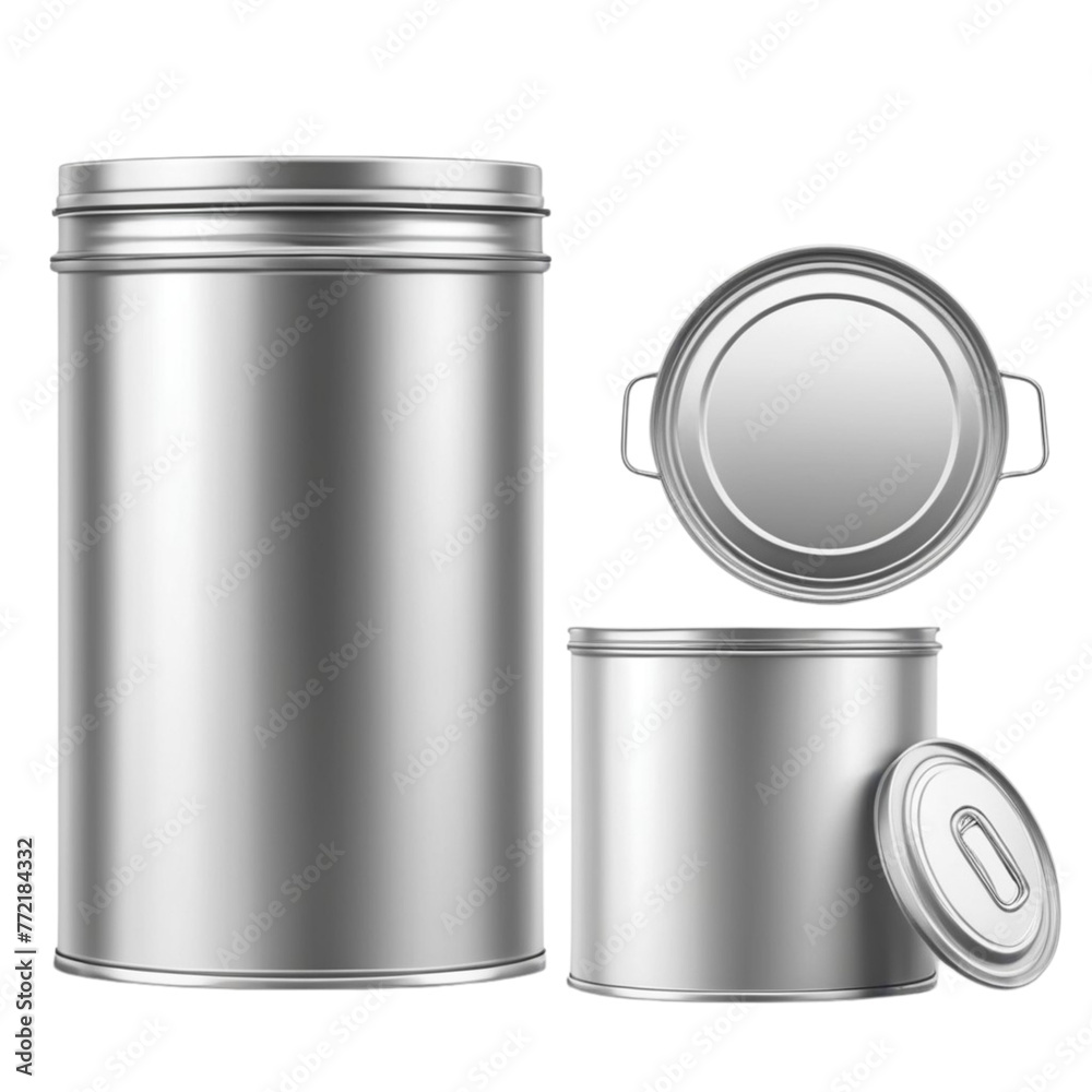 realistic empty tin can and without sardine tin font view on Isolated ...