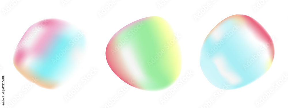 Vector set of round multi-colored bright isolated bubbles on a white ...