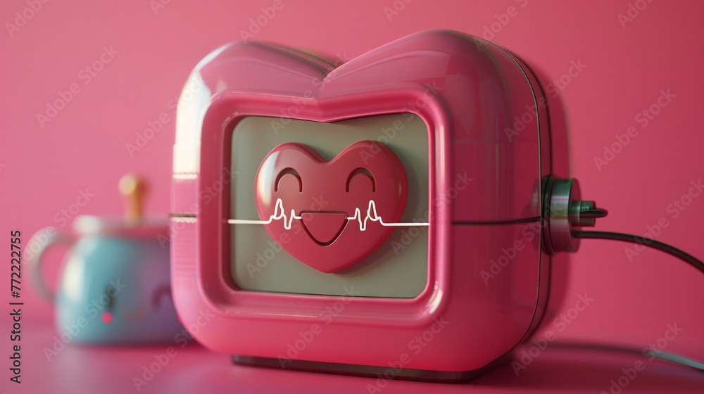 style model of a heart monitor with the screen displaying heartshaped ...