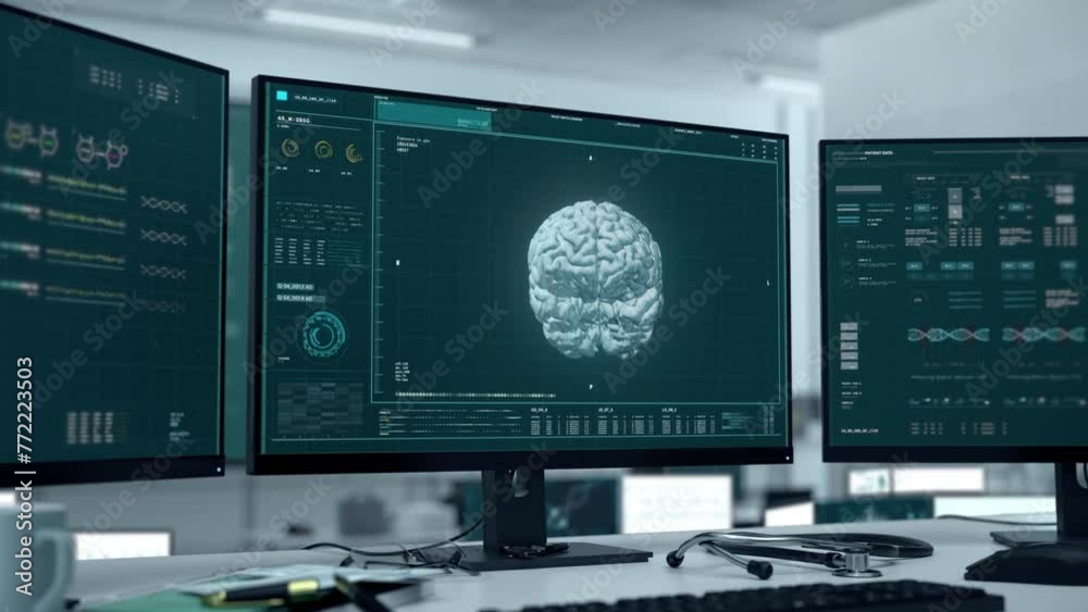 X-ray Scanner Computer Program Analyzing Illness In Patient Brain ...
