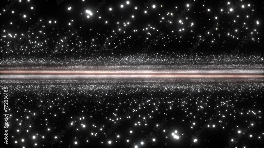 Abstract motion flickering stars particles animation for technology on black background. 4K 3D ...