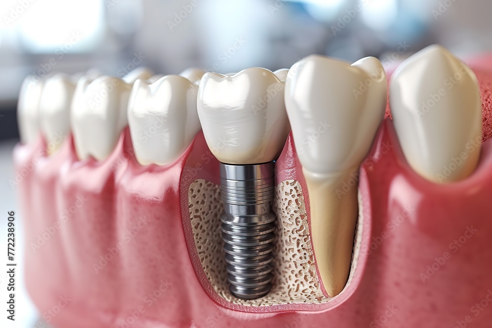 Dental Implant Procedure Illustration or image showing the stages of a ...