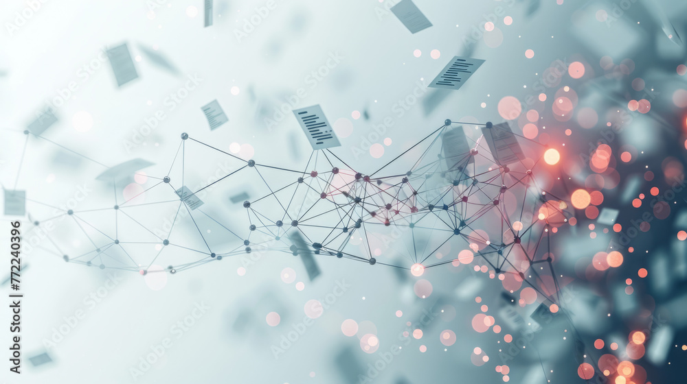 Document management. Abstract technological background with a network ...