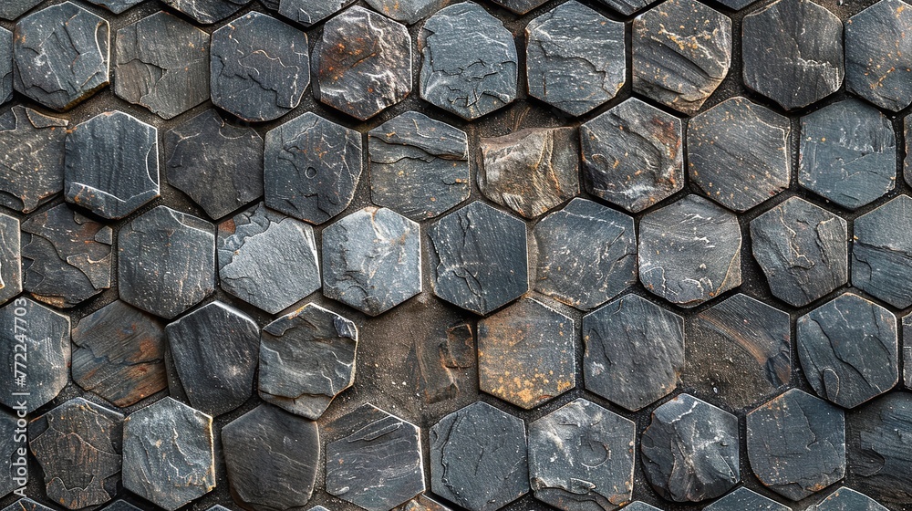 Hexagonal arrangement texture for the pathway, wall setting, and up ...