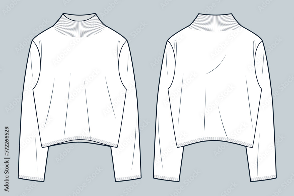 Sweater technical fashion illustration. Jumper fashion flat technical ...