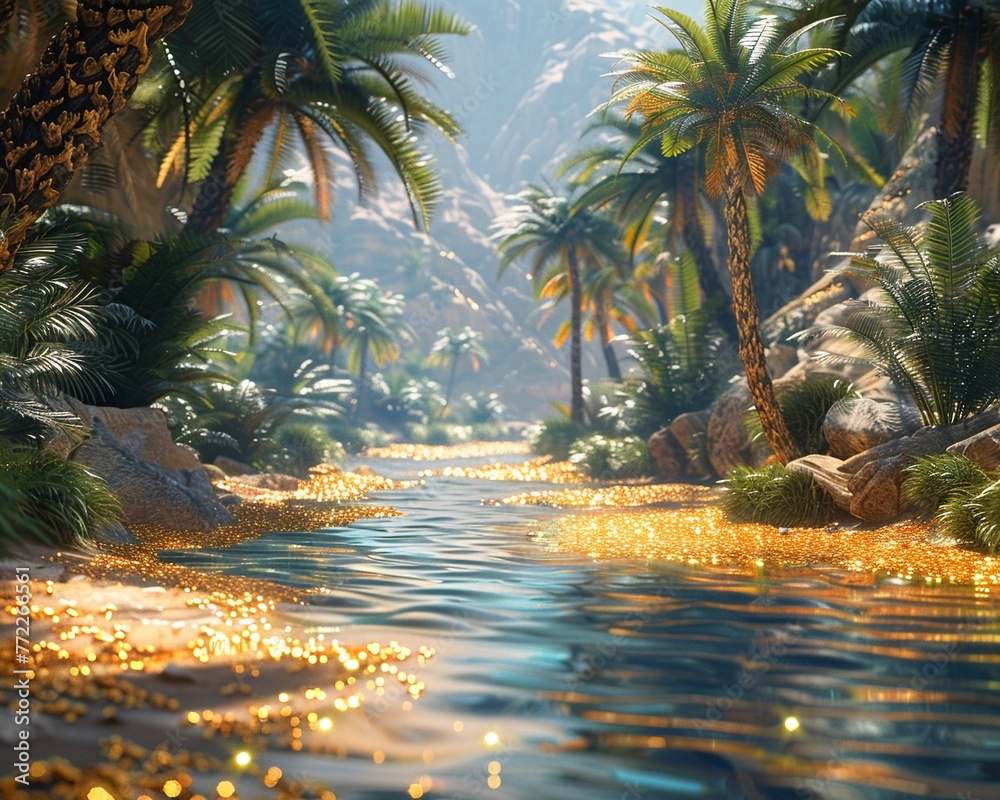 Random treasure hidden in a desert oasis, photorealistic, natural ...