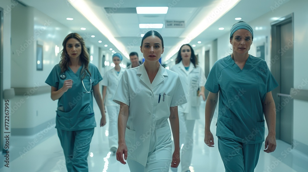 The doctor and nurses synchronized movements as they navigate the ...