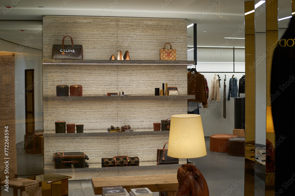 HONG KONG, CHINA - DECEMBER 05, 2023: interior shot of Celine store in ...