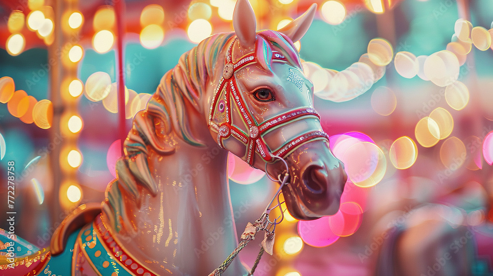 World Circus Day. Holiday concept. horse rides for kids in circus on ...