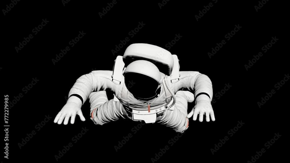 3D animation of astronaut in spacesuit in space weightlessness ...