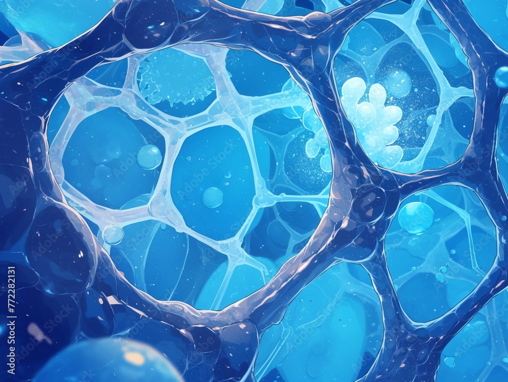 Intestinal epithelial cell renewal, side shot, electric blue ...