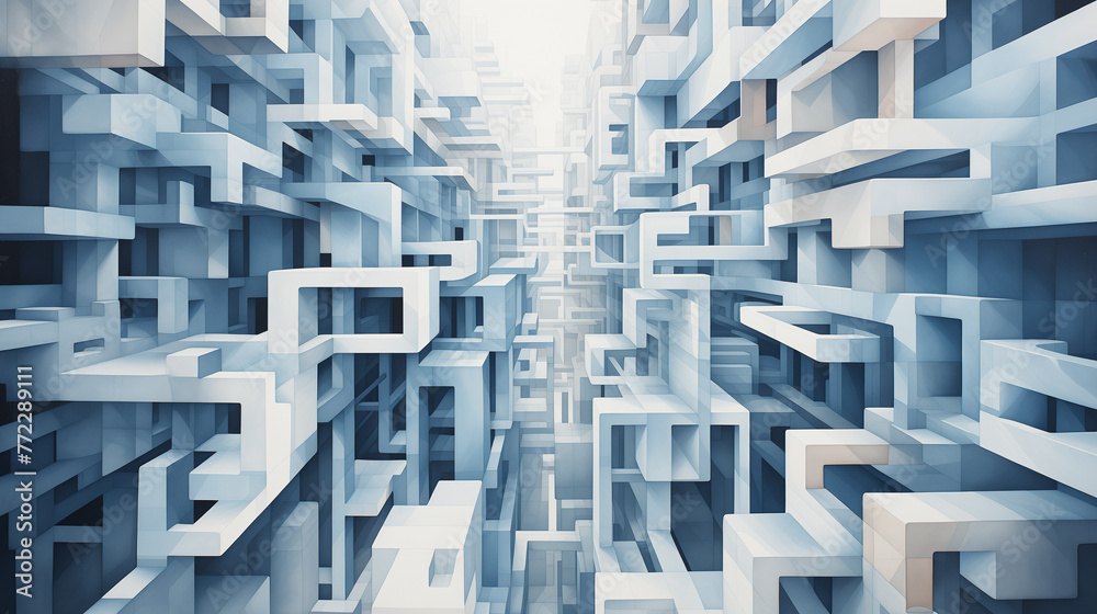 A detailed watercolor artwork featuring a series of parallel lines ...