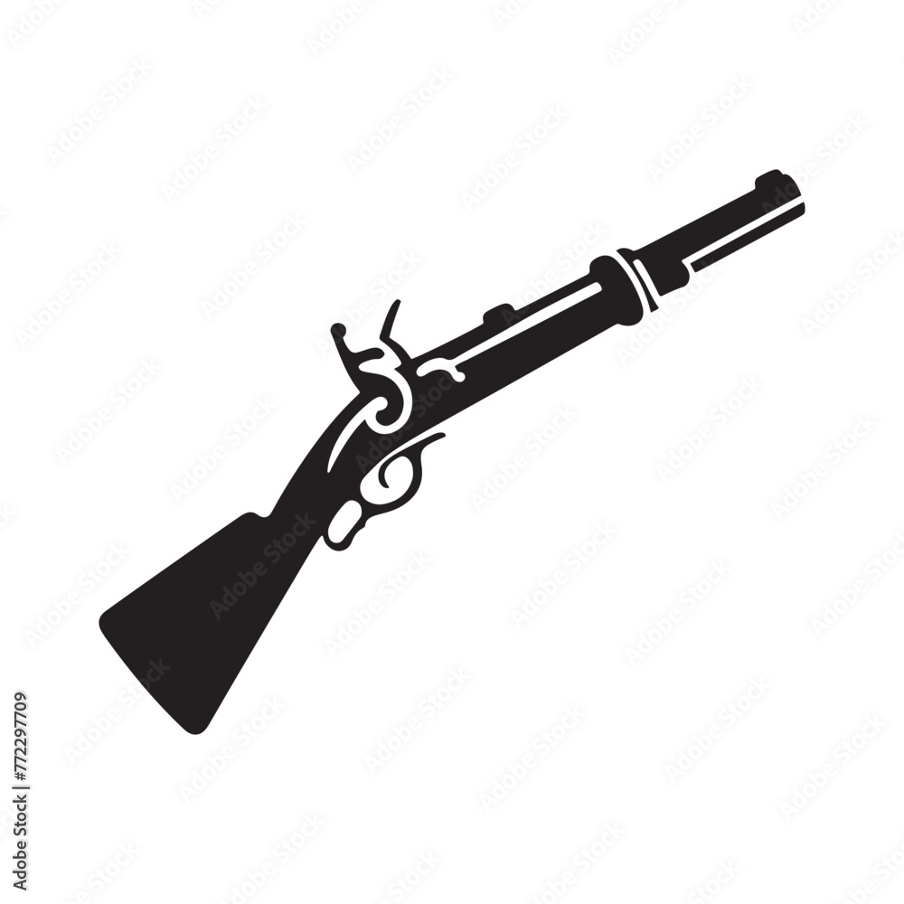 Vintage Valor: Magnificent Musket Silhouette Illustration, Accompanied ...