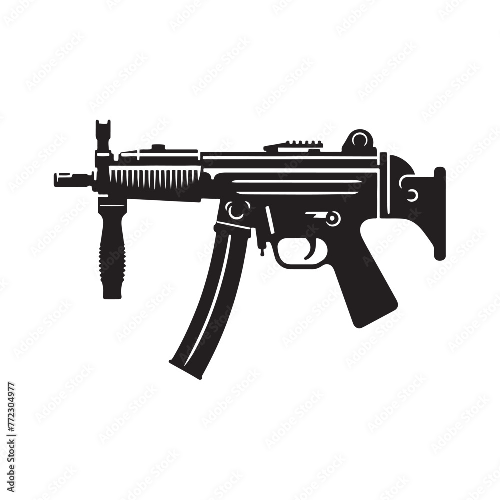 Advanced Firearms Visualization: Detailed Submachine Gun Silhouette ...