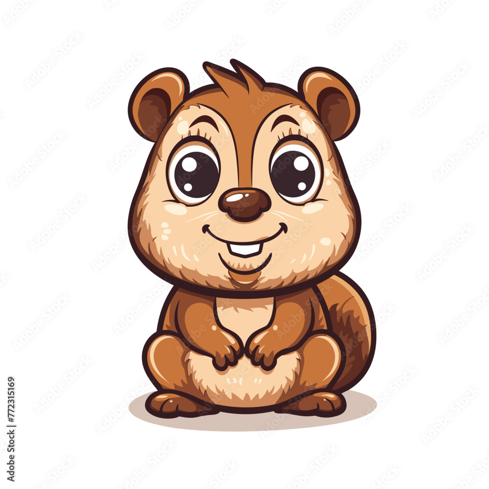 Cute cartoon chipmunk isolated on white background. Vector illustration ...